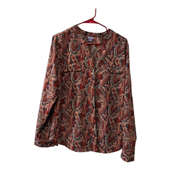 Laura Scott | Tops | Laura Scott Paisley Button Down Multicolor V Neck ...